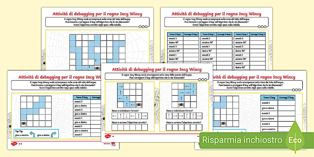 Schede: Attività di debugging (l'enseignant a fait)