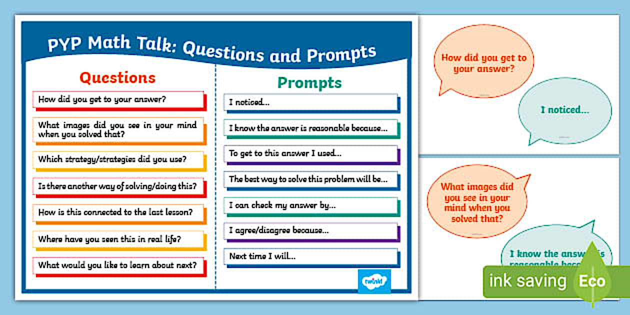 PYP Math Talk: Questions and Prompts (teacher made) - Twinkl