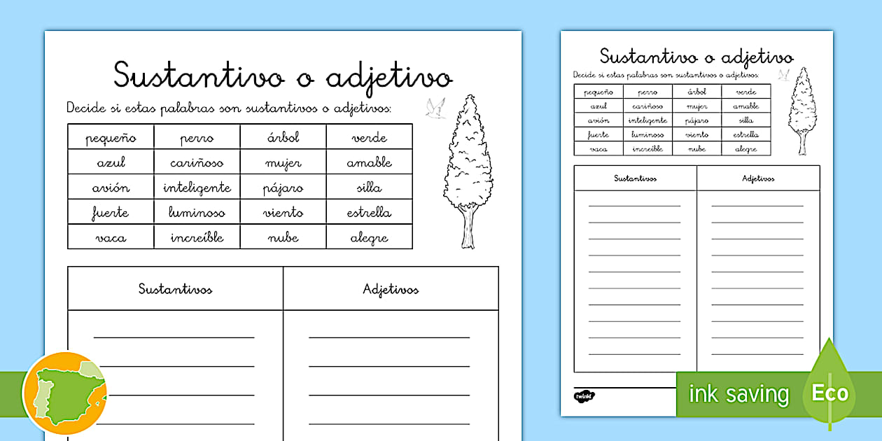 Ficha de actividad: Sustantivo o adjetivo (teacher made)