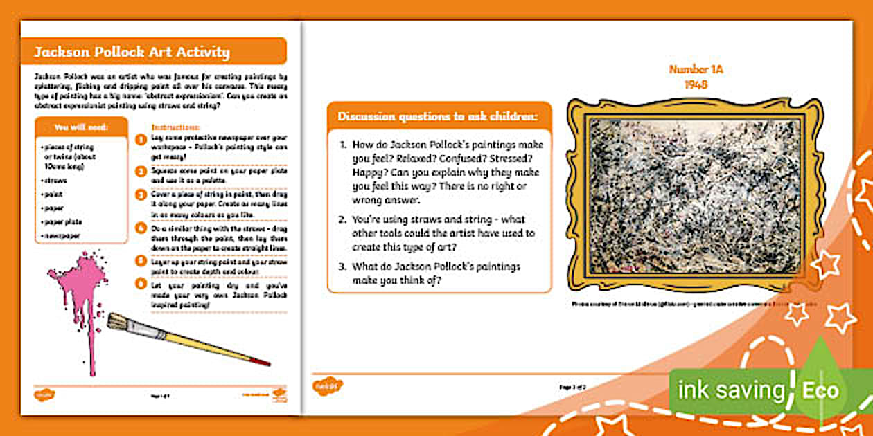 Jackson Pollock Art Activity (teacher made) - Twinkl