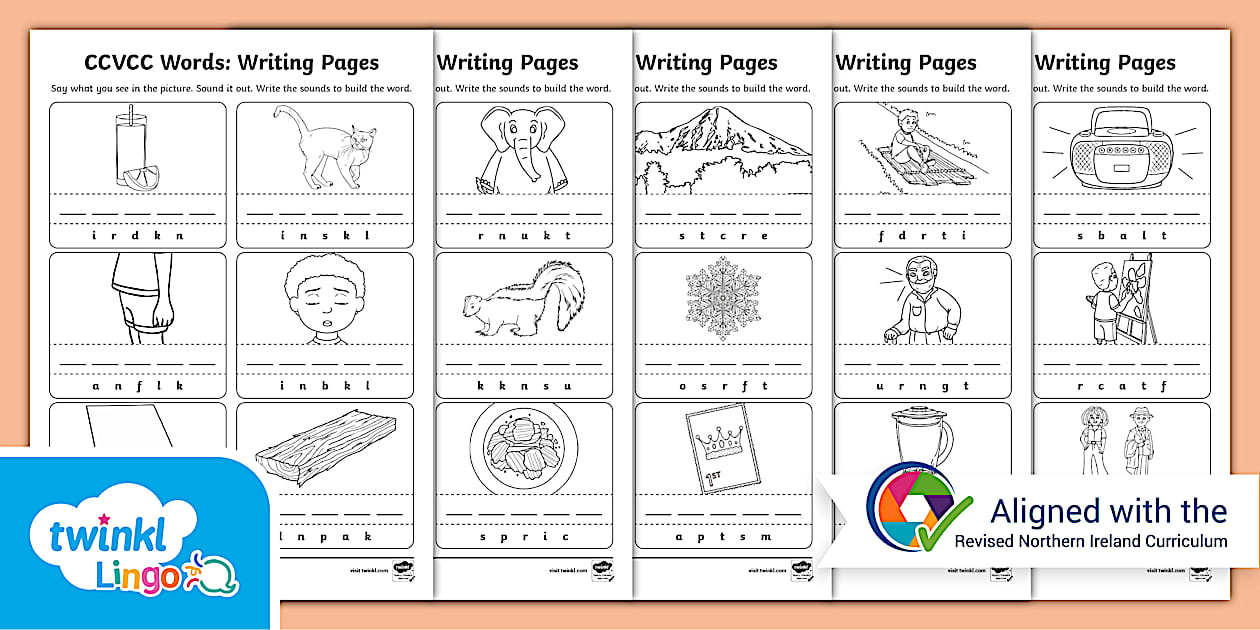 NI Linguistic Phonics: Stage 2 CCVCC Writing Activity Sheets