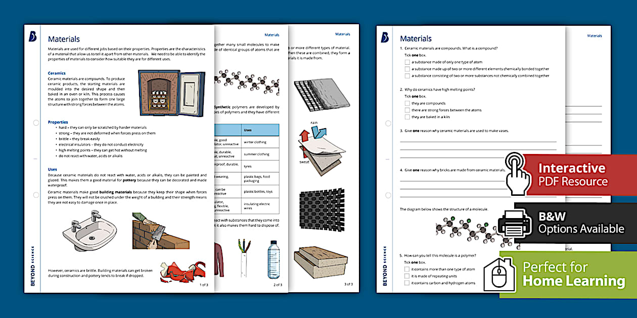 KS3 Materials Reading Comprehension | Science | Beyond