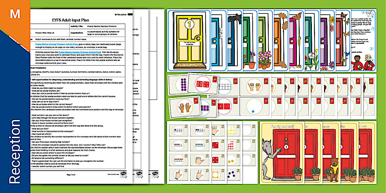 EYFS Postal Worker Number Problem Maths Adult Input Plan