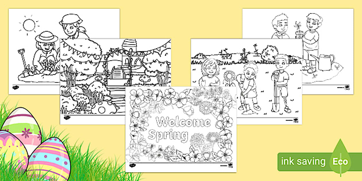 Easter Spring Garden Colouring Pages | Set of 5 - Twinkl