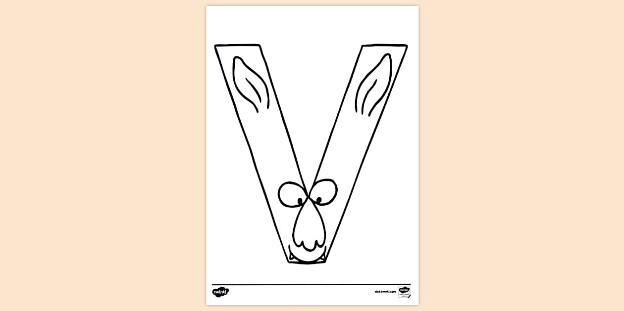 V Colouring Page | Colouring Sheets (teacher made) - Twinkl