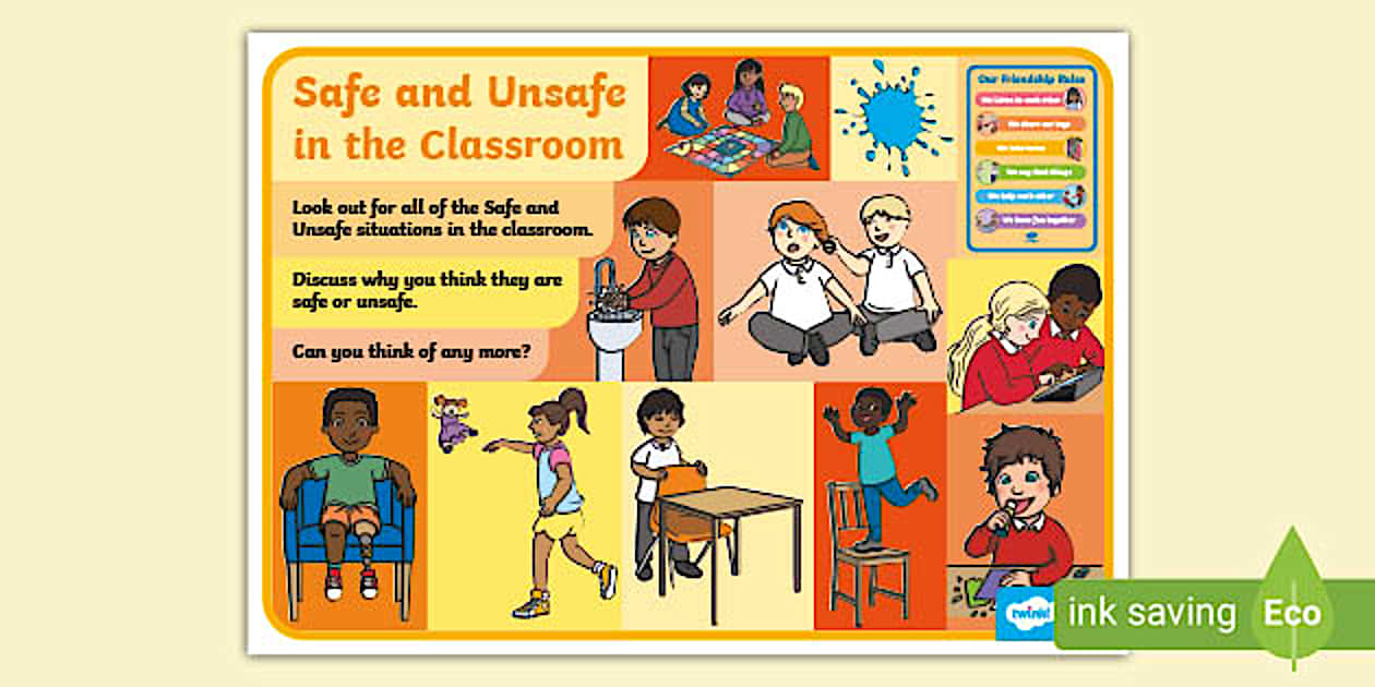 Safe and Unsafe in the Classroom Activity Poster - Twinkl