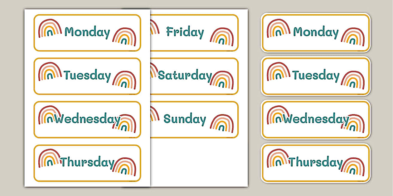 Muted Rainbow Days of the Week Display Cards (teacher made)