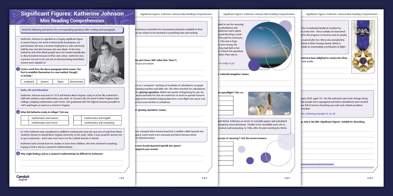Significant Figures: Katherine Johnson Reading Comprehension
