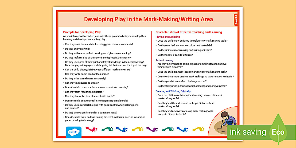 EYFS Mark-Making/Writing Area Ages 3-4 Next Steps Poster