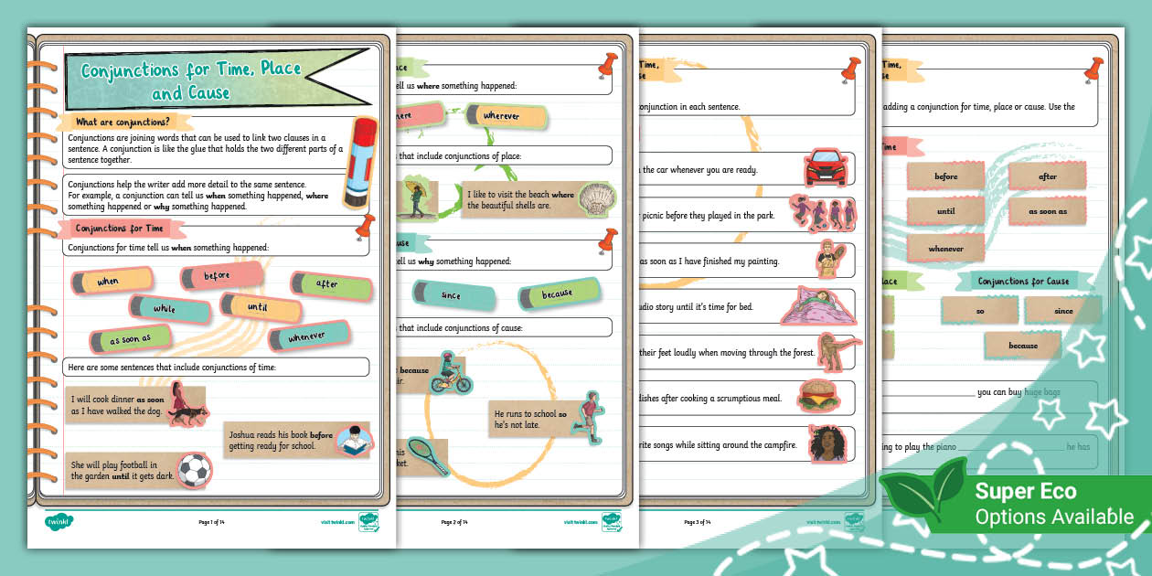 Conjunctions for Time, Place and Cause (Ages 7 - 8)