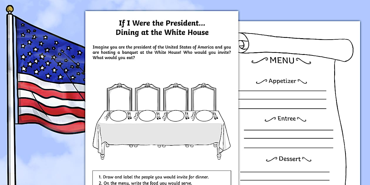 If I Were the President: Dining at the White House Menu Planning Activity