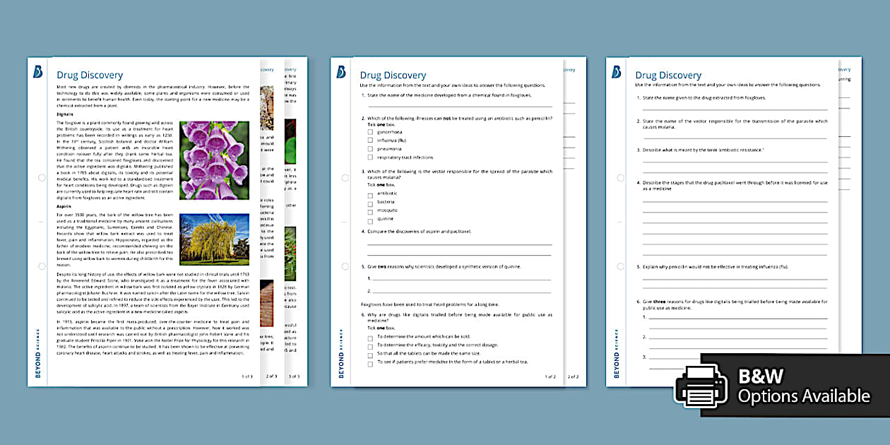 Drug Discovery Reading Comprehension (teacher made) - Twinkl