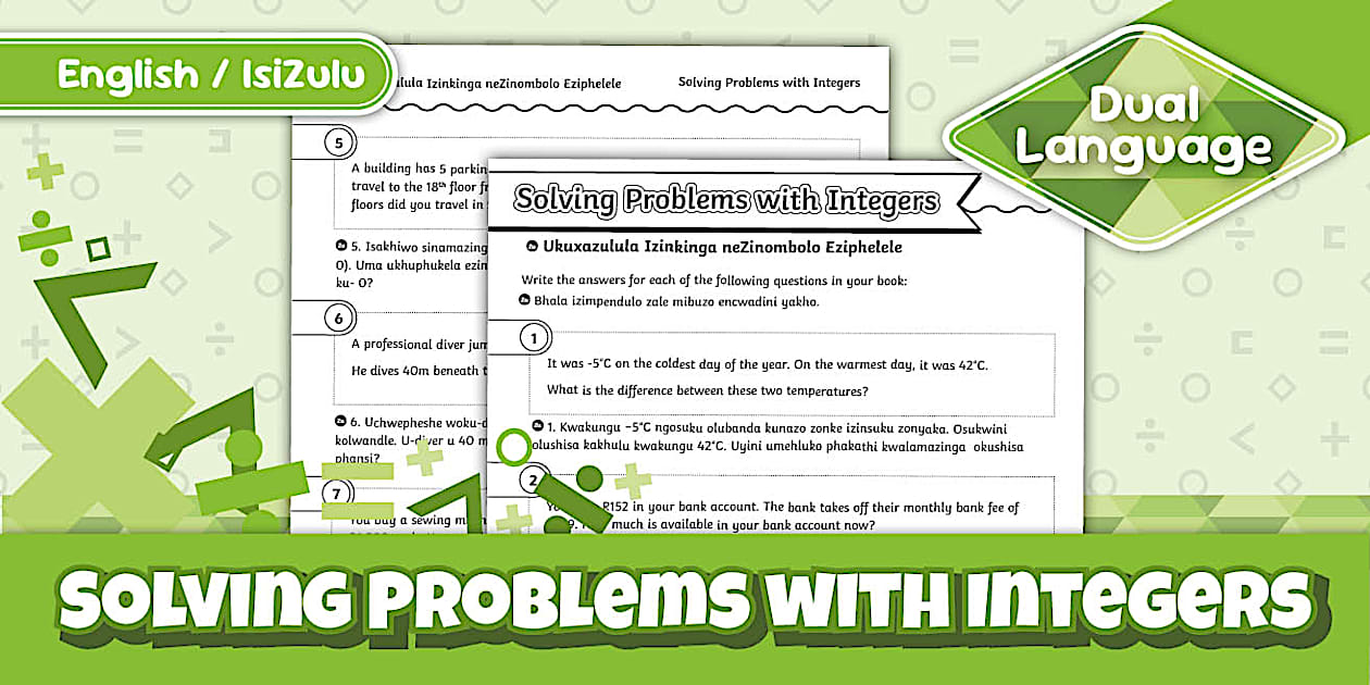 Solving Problems with Integers Activity Sheet