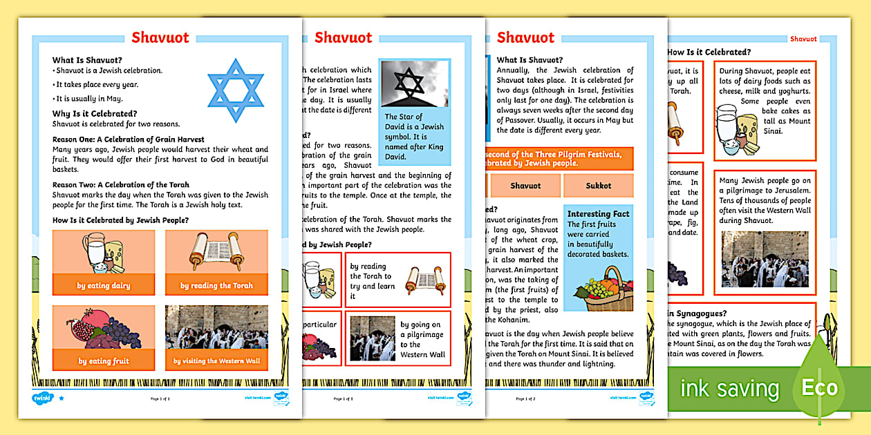 KS1 Shavuot Differentiated Fact File (teacher made) - Twinkl