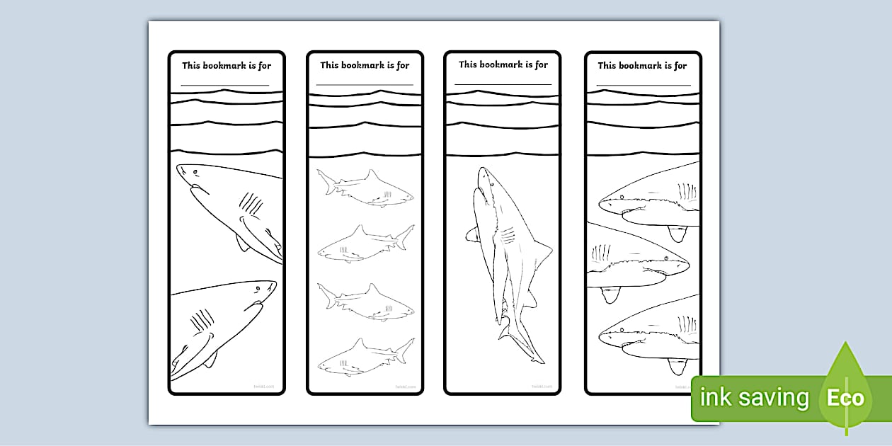 Bull Shark Bookmarks to Colour | Twinkl | Bookmarks | KS1
