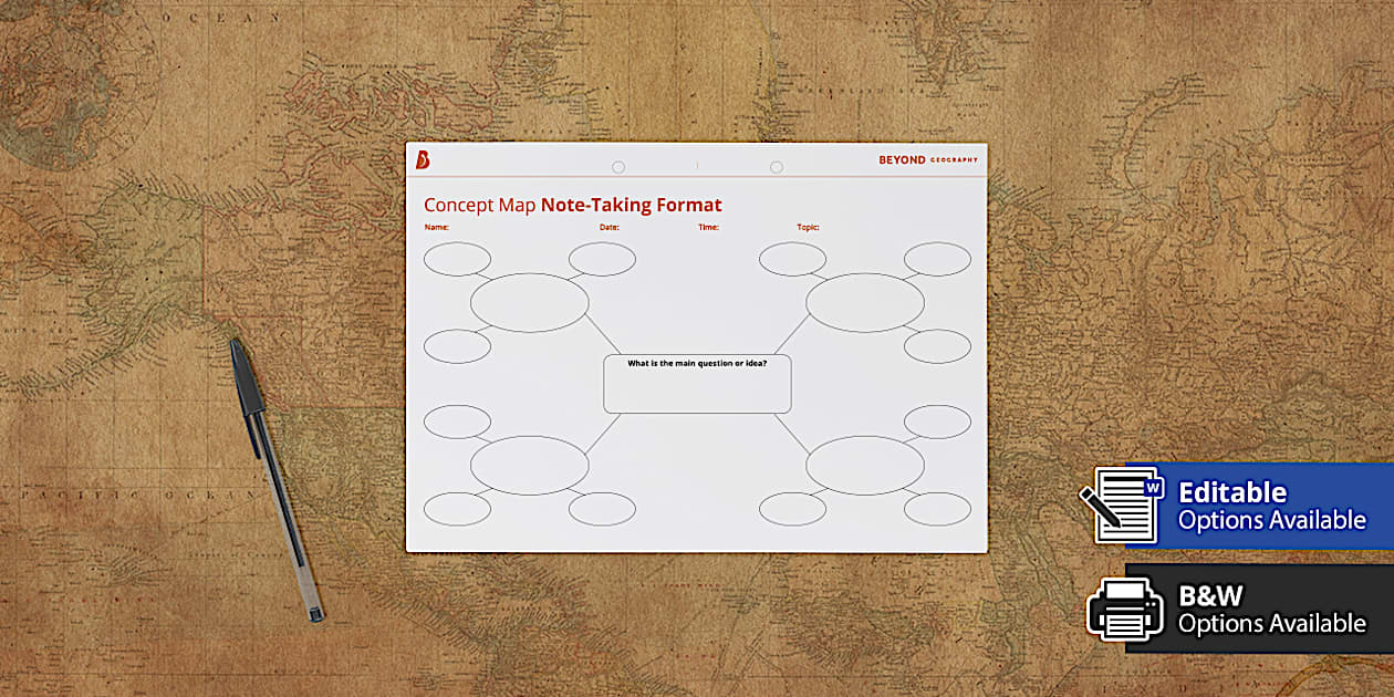 Geography Concept Map Note Taking Format (teacher made)