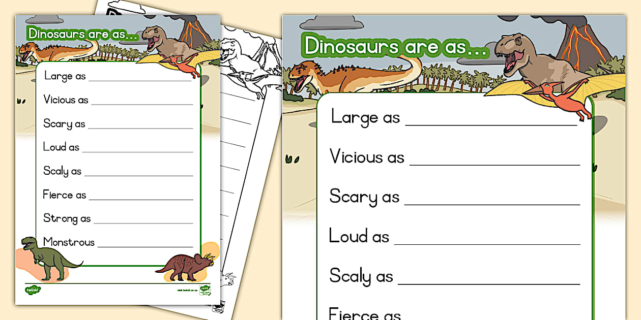 Dinosaur Simile Poem Template (teacher made) - Twinkl