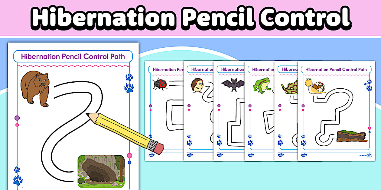 Hibernation Pencil Control Path Worksheets