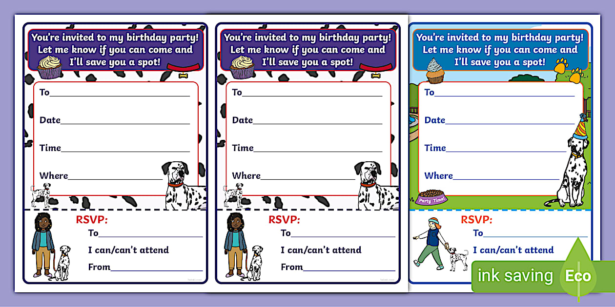 Dalmatian Birthday Invitations | Twinkl Party | KS1 - Twinkl