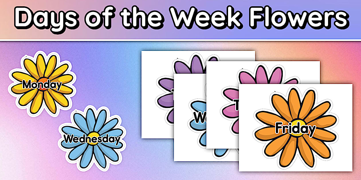 Days of the Week Flower Bulletin Board Cutouts
