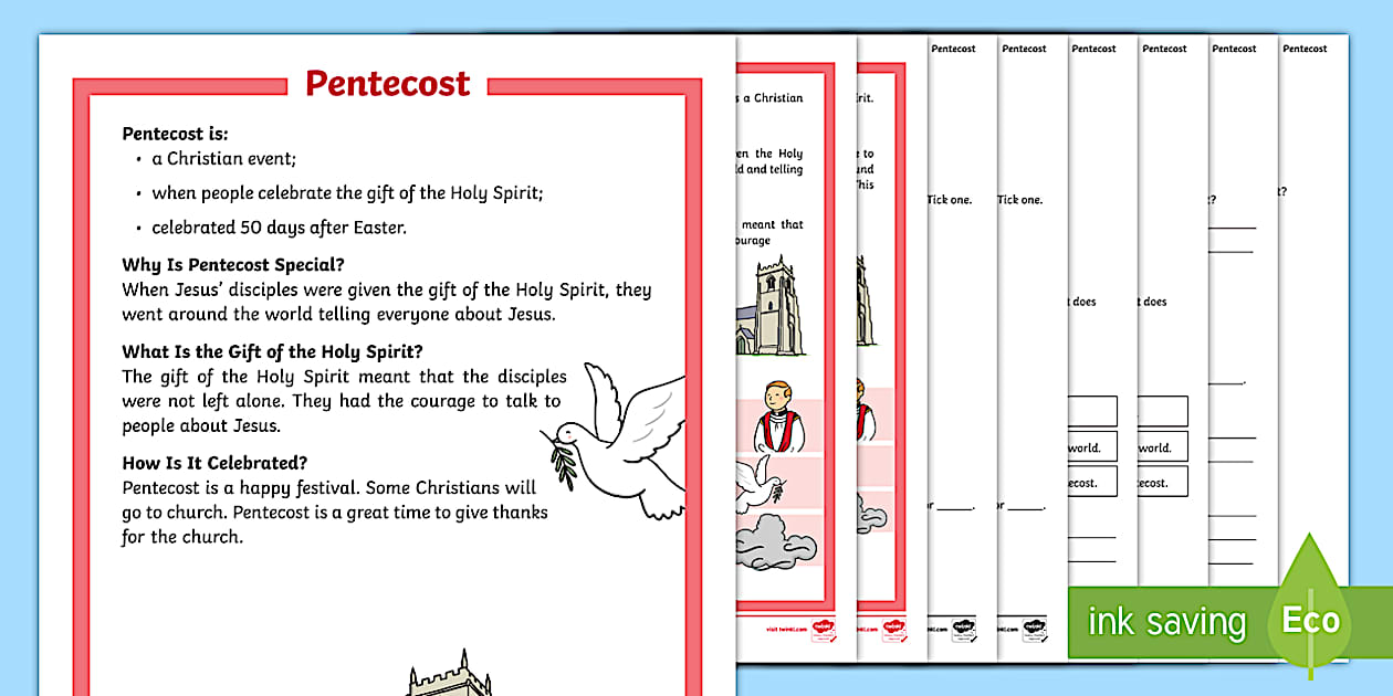 Lower Ability KS1 Pentecost Differentiated Reading Comprehension Activity