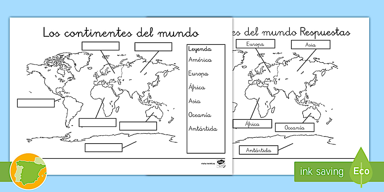 Ficha de actividad: Los continentes del mundo - Twinkl