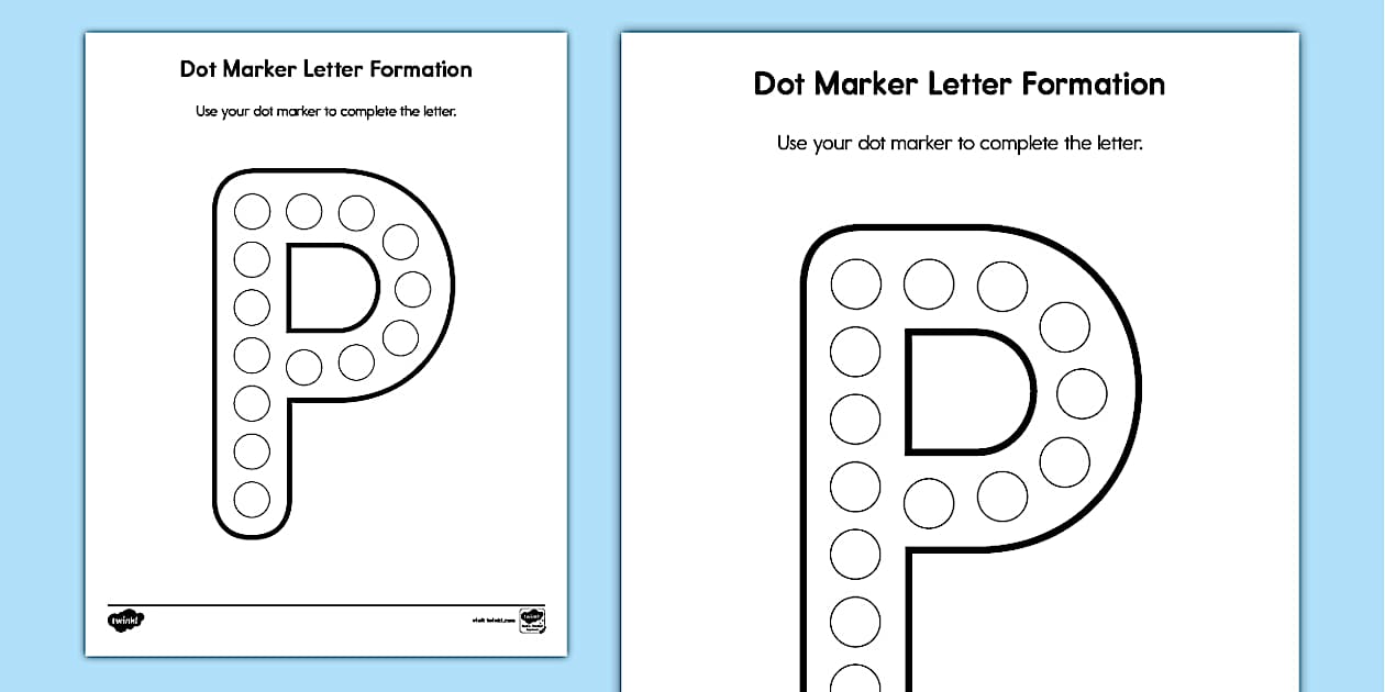 Uppercase Letter P: Dot Marker Letter Formation Worksheet