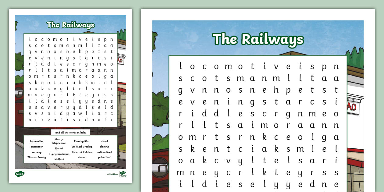The Railways Word Search - Twinkl - KS2 - Twinkl