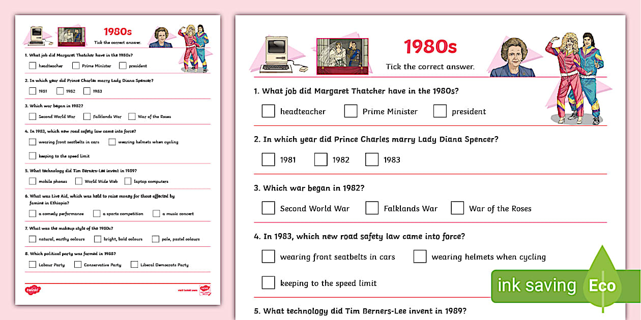 1980s Quiz (teacher made) - Twinkl