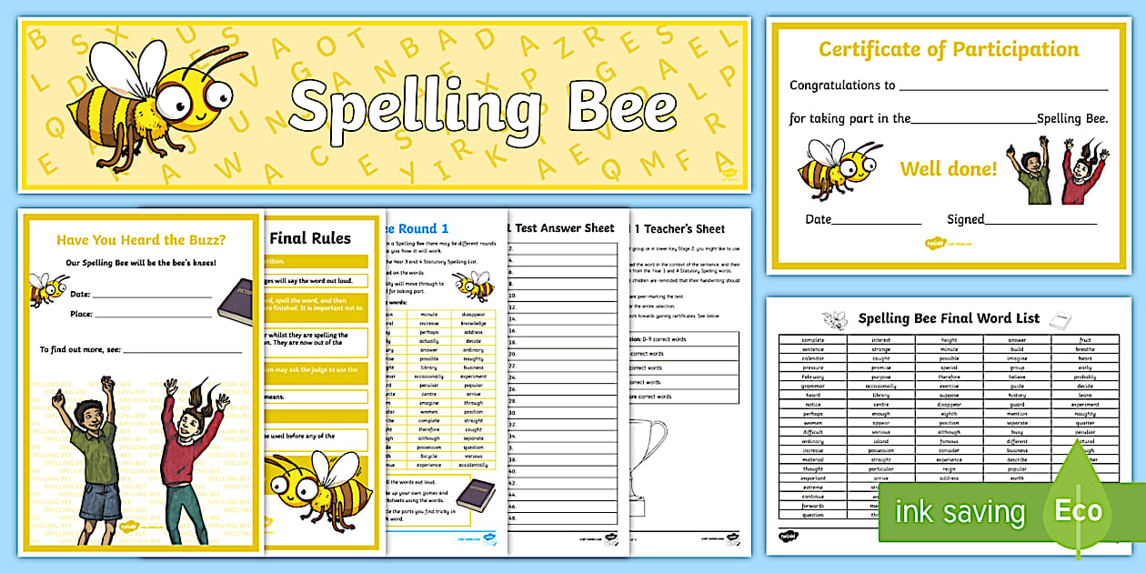 Spelling Bee Worksheets Resource Pack - LKS2 (teacher made)