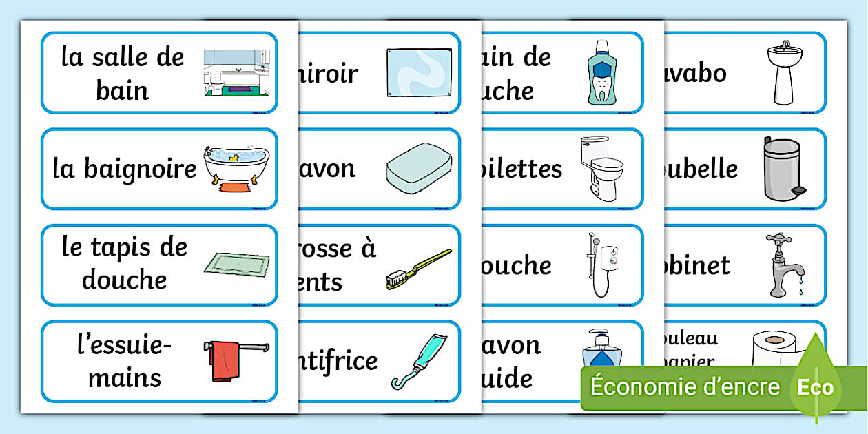 Cartes de vocabulaire de la salle de bain (Teacher-Made)