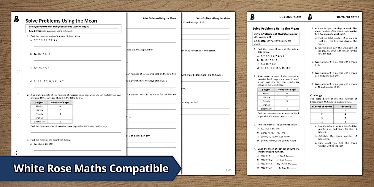 👉 Solve Problems using the Mean (teacher made) - Twinkl