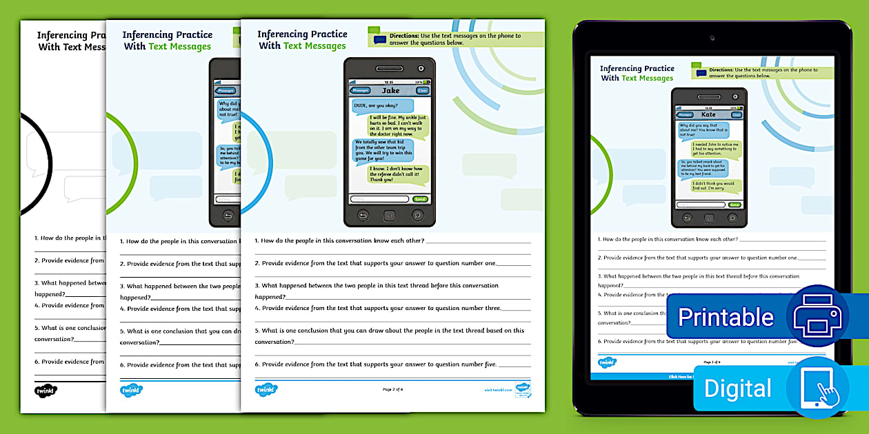 Analysis of Text Messages for 6th-8th Grade | Twinkl USA