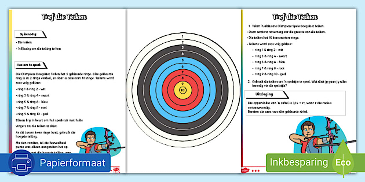 Tref die Teiken (Wiskunde Speletjie) (teacher made) - Twinkl
