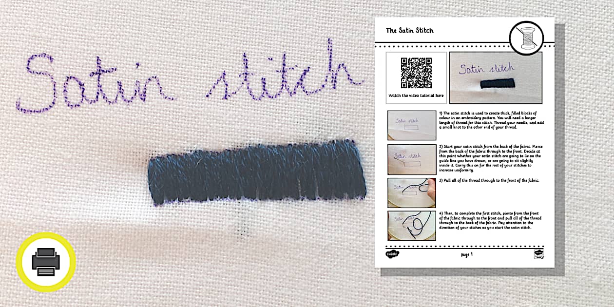 How To Use The Satin Stitch Instructions - Twinkl