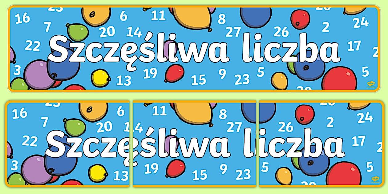Banner na gazetkę ścianną Szczęśliwy numerek po polsku - sala