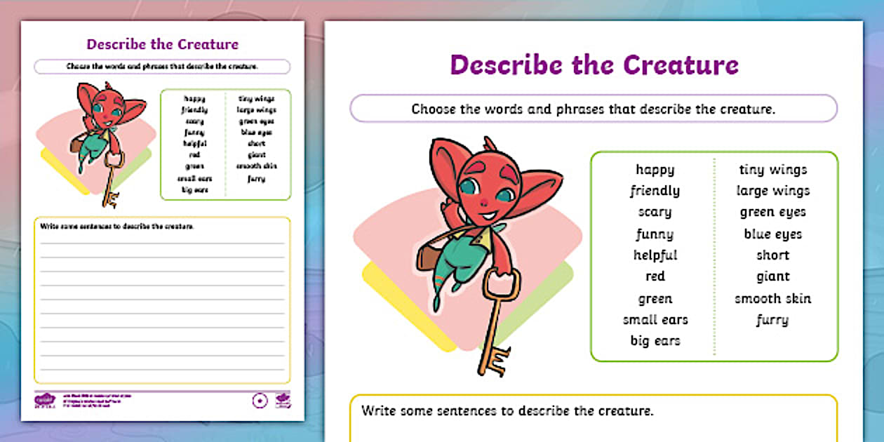 Describe the Creature Writing Worksheet (teacher made)