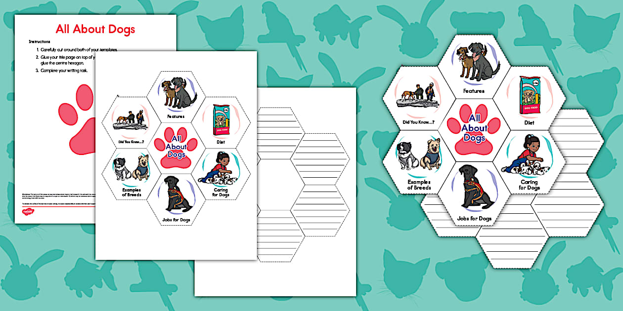 All About Dogs Hexagon Writing Template (Teacher-Made)