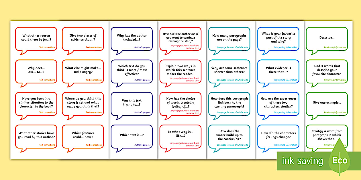 Editable Guided Reading Question Cards (teacher made)