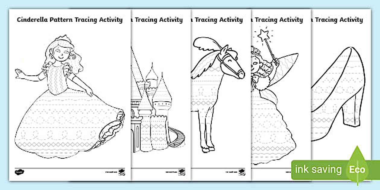 Cinderella Pattern Tracing Activity (teacher made) - Twinkl