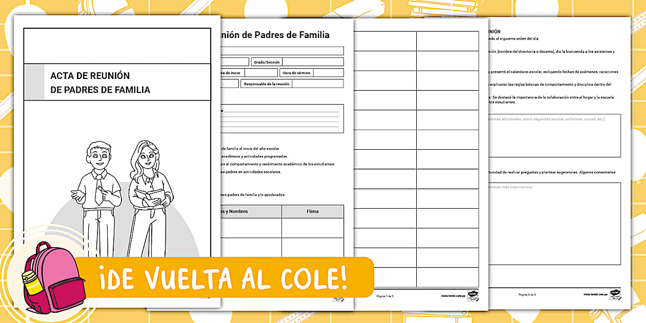 Acta de reunión de padres de familia | Materiales Educativos