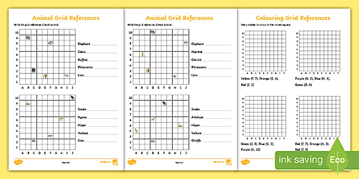 Animal Grid References Maths Challenge Cards (teacher made)