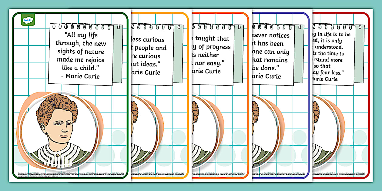 Marie Curie Quotations Display Poster Pack (teacher made)