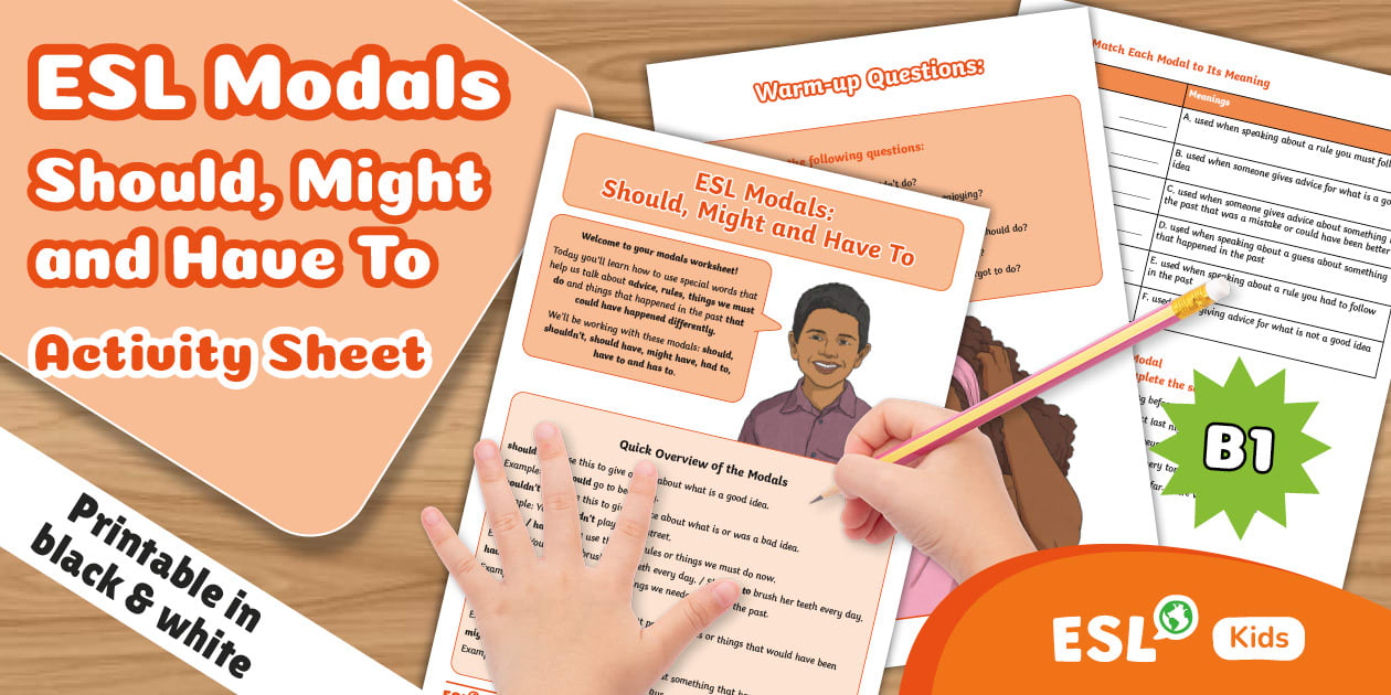 ESL Modals Activity Sheet for Kids