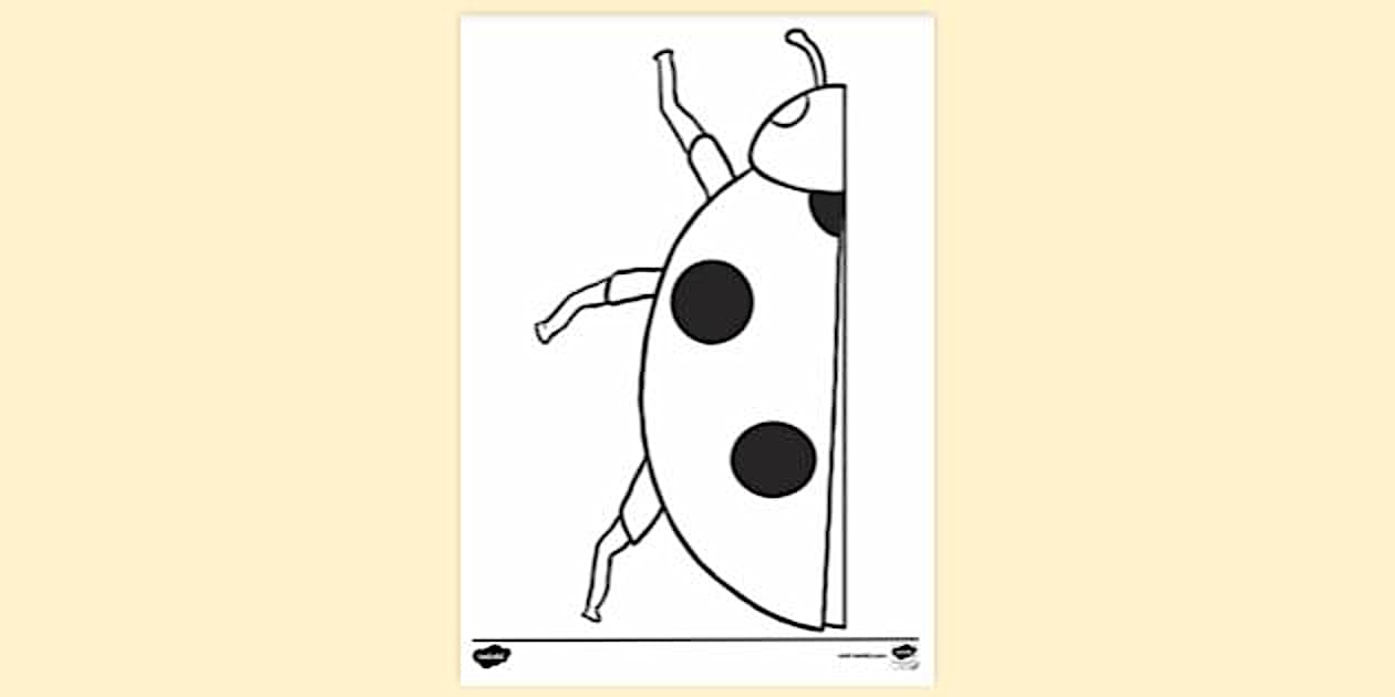 Half a Ladybird Colouring Sheet | Colouring Sheets - Twinkl