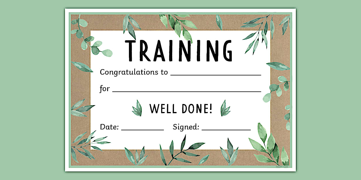 Muted Botanical Themed Training Certificate (Teacher-Made)