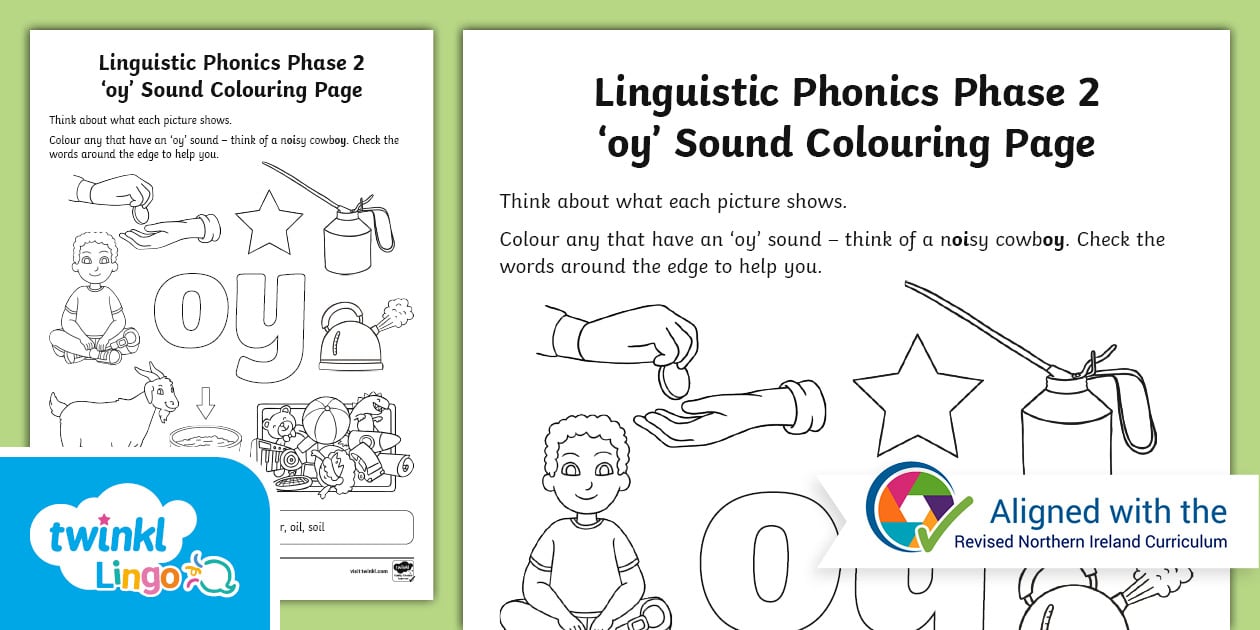 Linguistic Phonics Phase 2 'oy' Sound Colouring Page