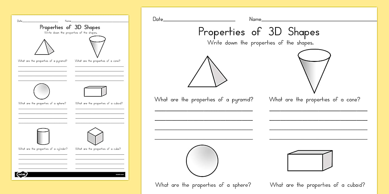 Year 1 Properties of Shapes Worksheet / Worksheets - Twinkl