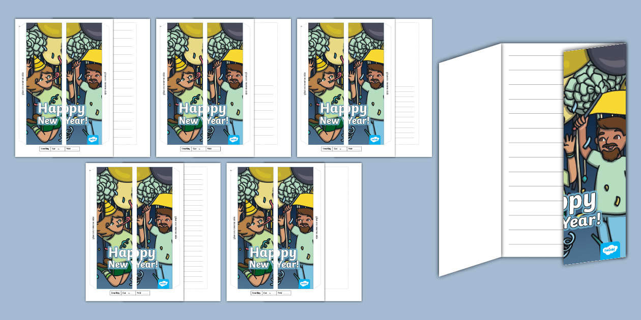 Happy New Year Folding Writing Template - Twinkl