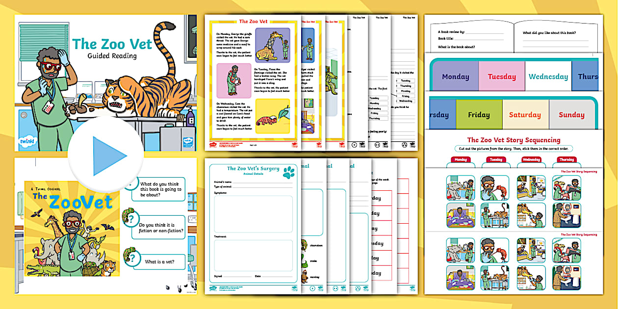 Guided Reading Worksheets |The Zoo Vet | Twinkl CA - Twinkl
